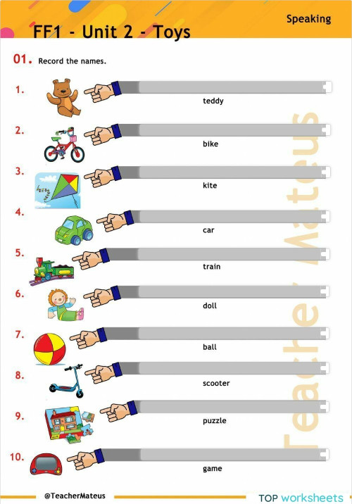 FF 1 - Unit 02 - Toys - Speaking. Interactive worksheet | TopWorksheets