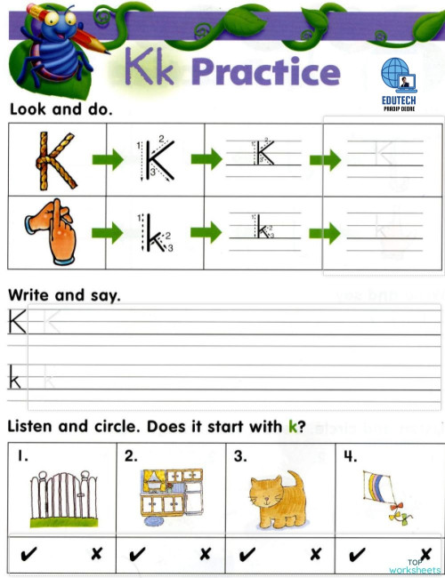 K to O letters Writing. Interactive worksheet | TopWorksheets