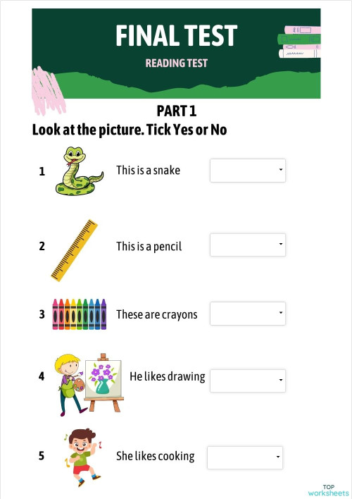 READING TEST - FOUNDATION. Interactive worksheet | TopWorksheets