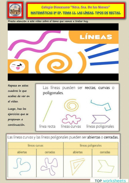 Tema 11. Las líneas. Tipos de rectas.. Ficha interactiva | TopWorksheets
