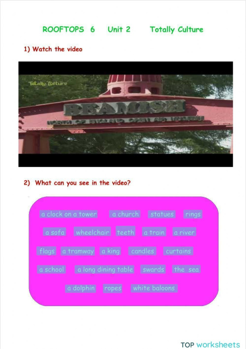 Totally Culture At the dig Rooftops 6 Unit 2. Interactive worksheet | TopWorksheets