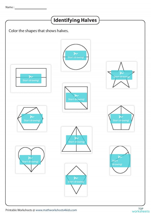 Fractions 1.3: Halves. Interactive worksheet | TopWorksheets