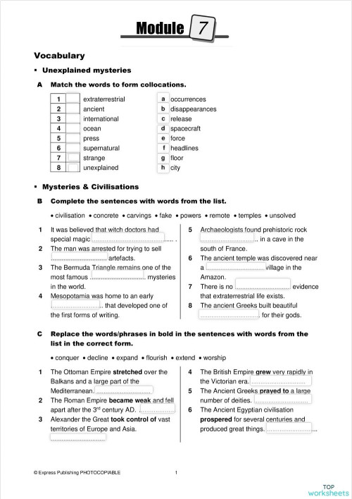 On Screen B2+ Module 7. Interactive worksheet | TopWorksheets