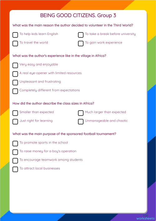BEING GOOD CITIZENS. Group 3. Interactive worksheet | TopWorksheets