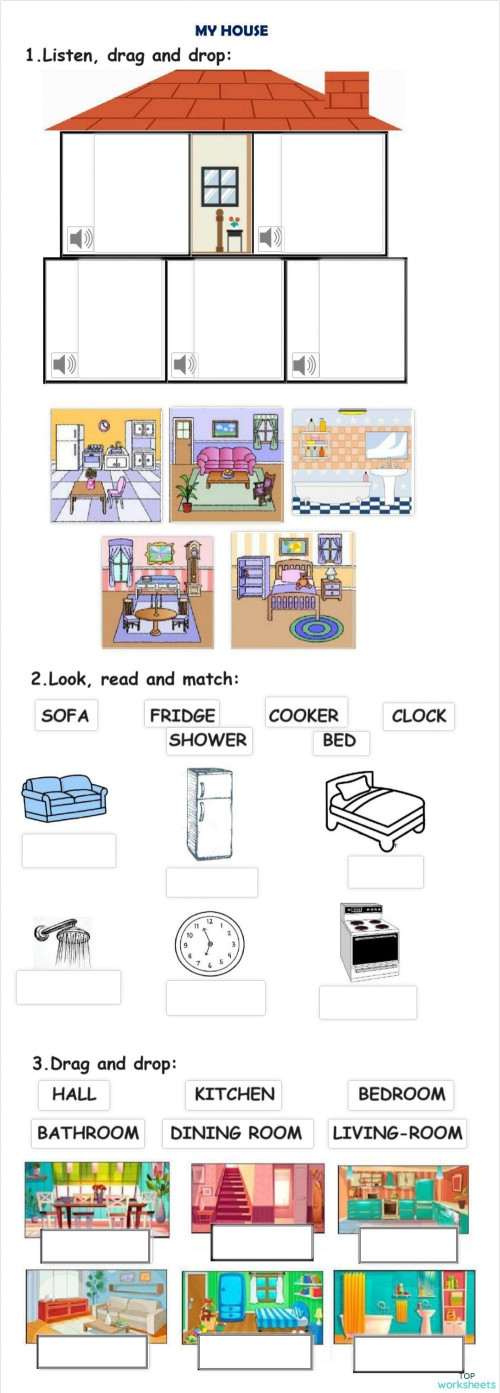EN2_U3_House_rooms. Interactive worksheet | TopWorksheets