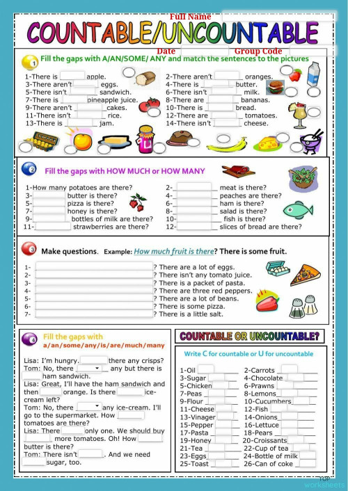 Countable / Uncountable_ Final. Interactive worksheet | TopWorksheets