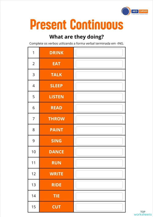 NEO - PRESENT CONTINUOUS - FOUNDATIONS. Interactive worksheet | TopWorksheets