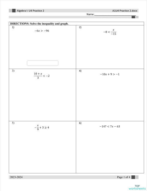A1U4 Practice 2. Interactive worksheet | TopWorksheets