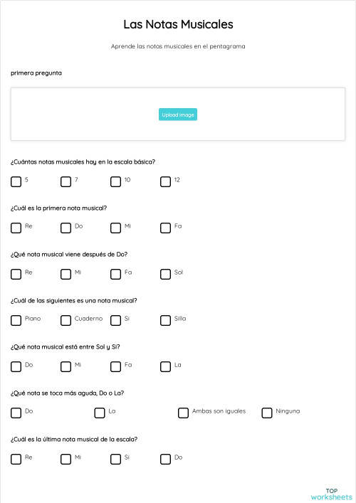 Notas musicales: fichas interactivas y ejercicios online | TopWorksheets