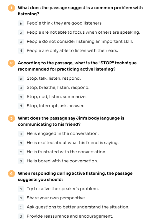 Active listener. Interactive worksheet | TopWorksheets