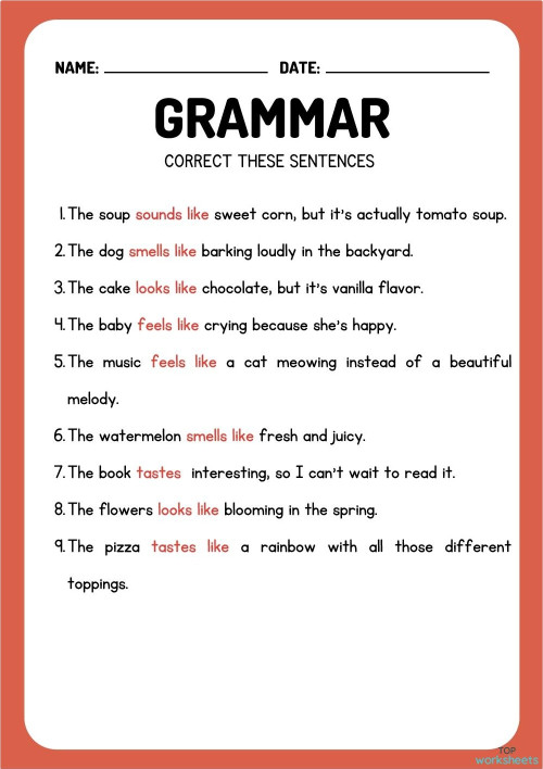 CORRECT THE MISTAKES. Interactive worksheet | TopWorksheets