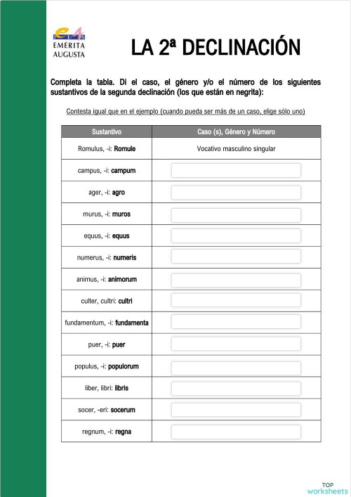Latín: fichas interactivas y ejercicios online | TopWorksheets