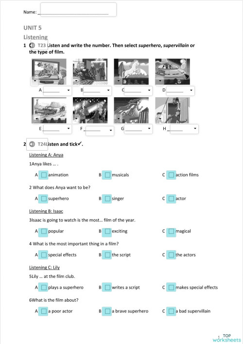 TEST U5 6th grade. Interactive worksheet | TopWorksheets