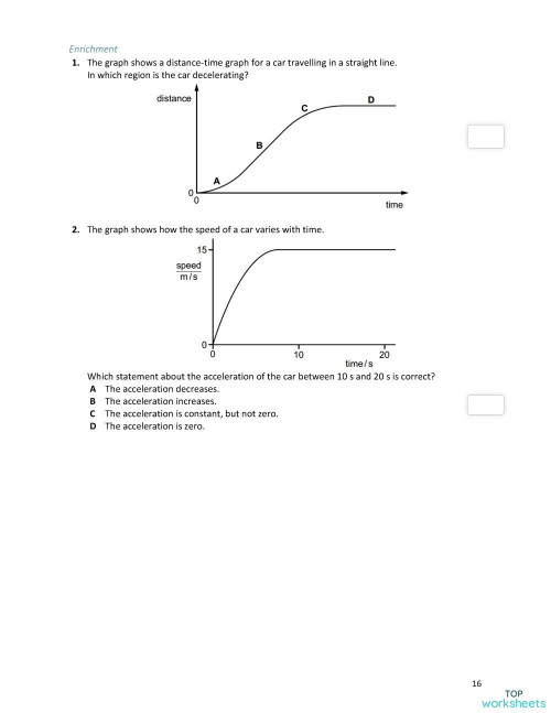 Enrichment Graphical Representation of Motion. Interactive worksheet ...