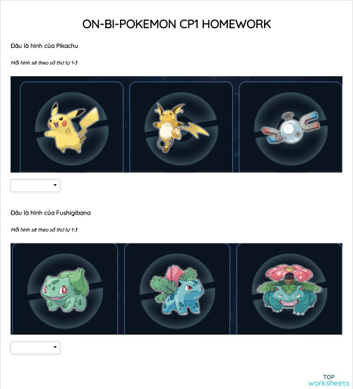 ON-BI-POKEMON CP1 HOMEWORK. Bài tập tương tác | TopWorksheets