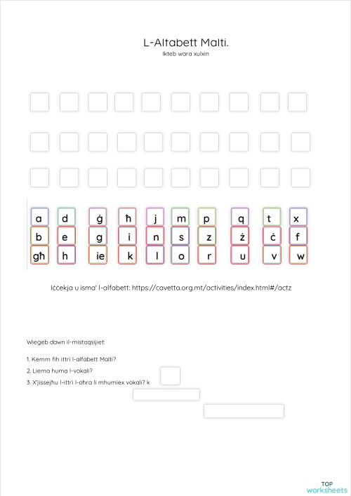 Alfabett Malti. Interactive worksheet | TopWorksheets