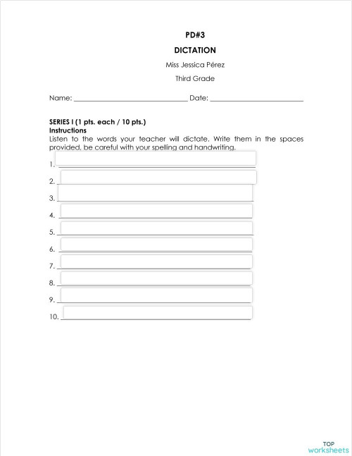 THIRD GRADE PD#3. Interactive worksheet | TopWorksheets