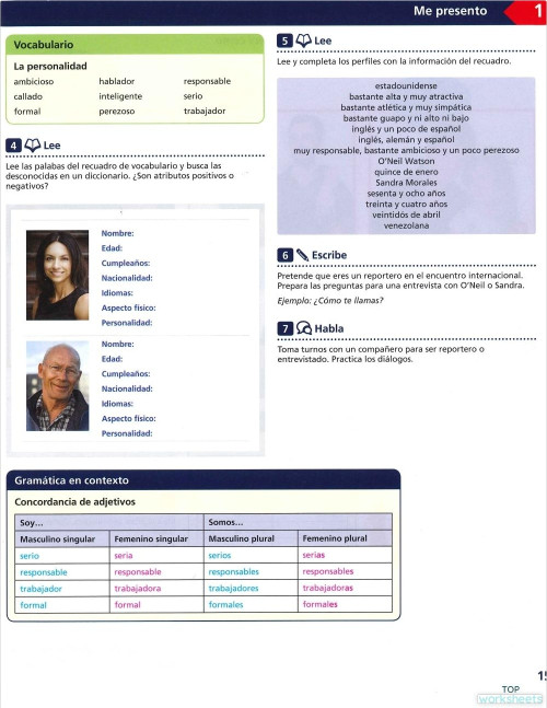 1. Me presento 15 Spanish Ab Initio for the IB diploma. Ficha ...
