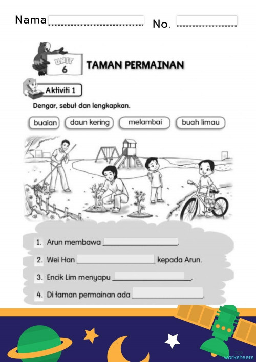 ใบงานที่ 1 เรื่อง Taman permainan. Interactive worksheet | TopWorksheets