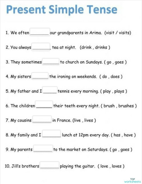 Simple present tense Natacha. Interactive worksheet | TopWorksheets