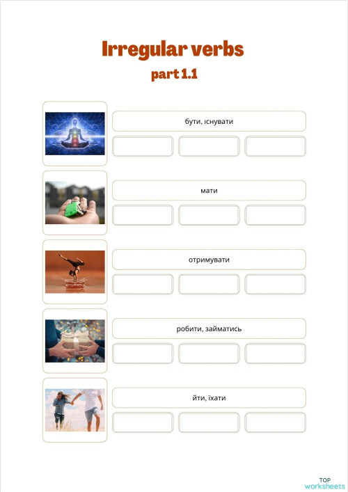 Irregular verbs part 1.1. Interactive worksheet | TopWorksheets