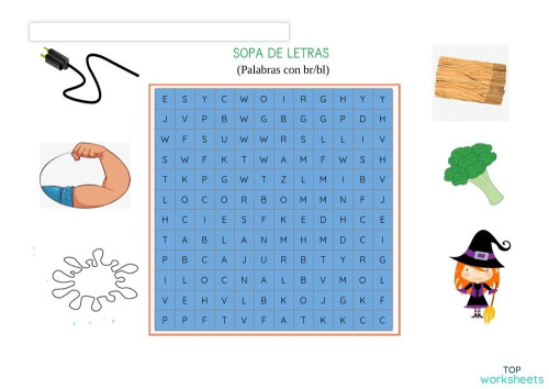 SOPA DE LETRAS: palabras con "br" y "bl". Ficha interactiva | TopWorksheets