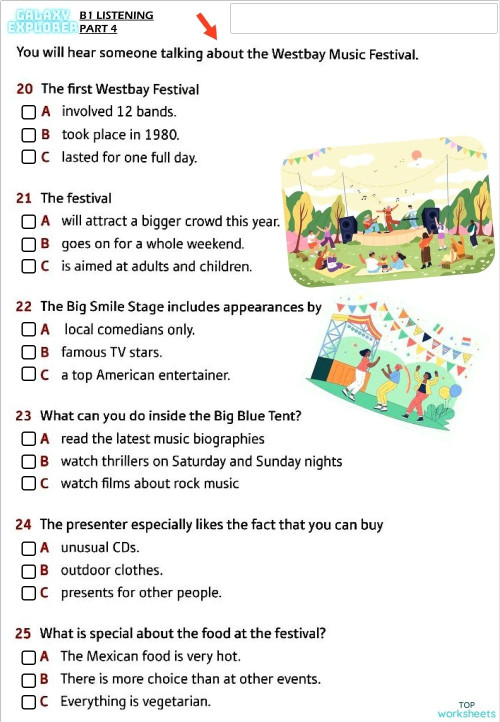 Listening: interactive worksheets and online exercises | TopWorksheets