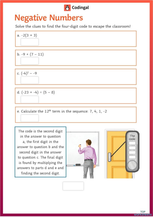 M_G06T03_WA01_Negative_Numbers. Interactive worksheet | TopWorksheets