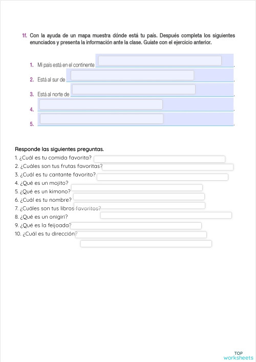 Objeto Directo e Indirecto (frases y preguntas). Ficha interactiva | TopWorksheets