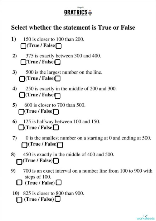 Number Line DD. Interactive worksheet | TopWorksheets