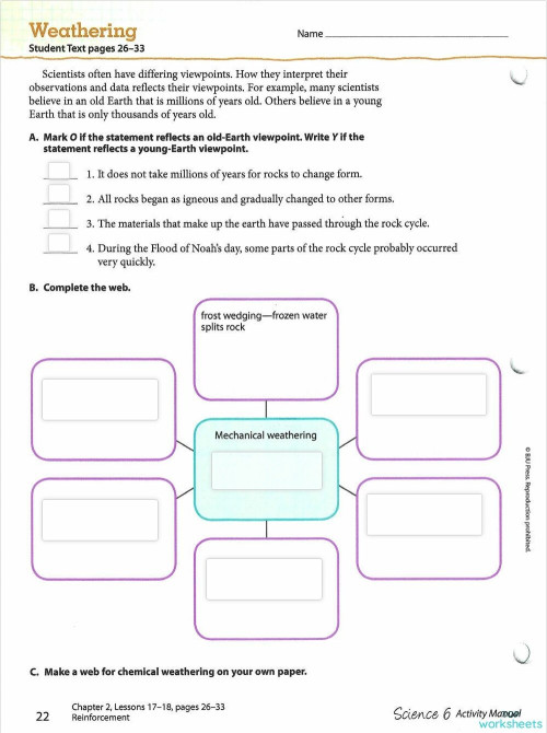 Weathering Pg 22. Interactive worksheet | TopWorksheets