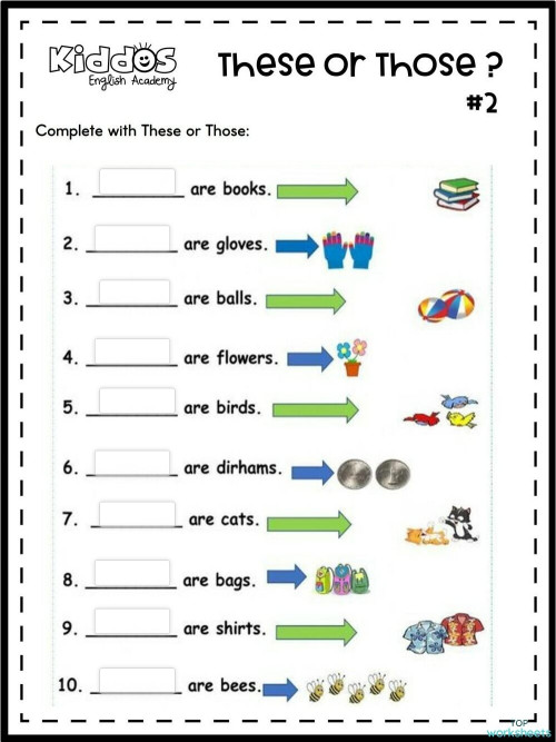 Demonstratives: These or Those #2. Interactive worksheet | TopWorksheets