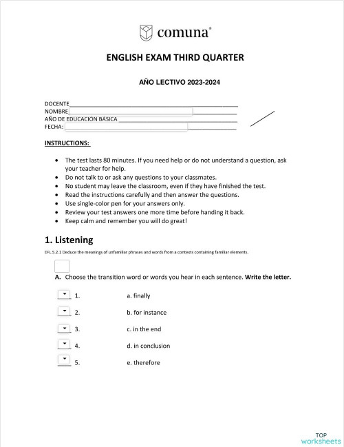 B2 ENGLISH TEST 3T. Interactive worksheet | TopWorksheets