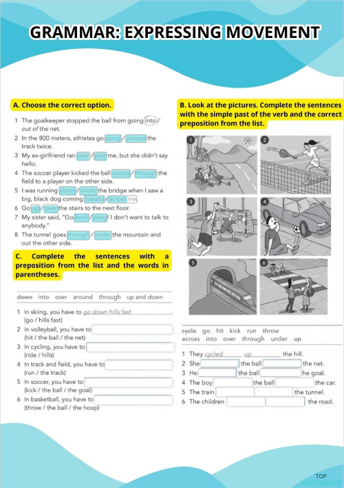 CYCLE XII: EXPRESSING MOVEMENT. Interactive worksheet | TopWorksheets