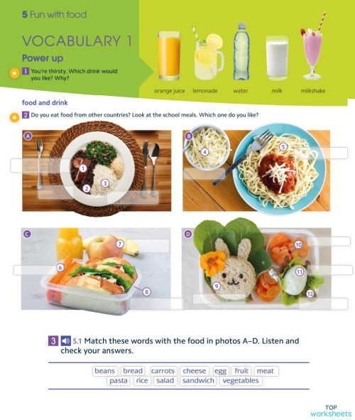 Fun with food Vocab 1. Interactive worksheet | TopWorksheets