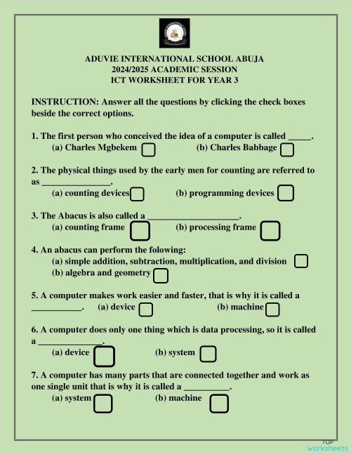 YEAR 3 ICT. Interactive worksheet | TopWorksheets