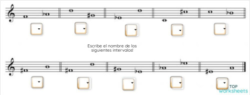 Intervalos (1). Ficha interactiva | TopWorksheets