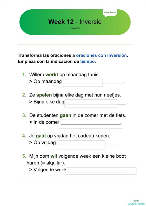 Week 12 - Inversie. Interactive worksheet | TopWorksheets