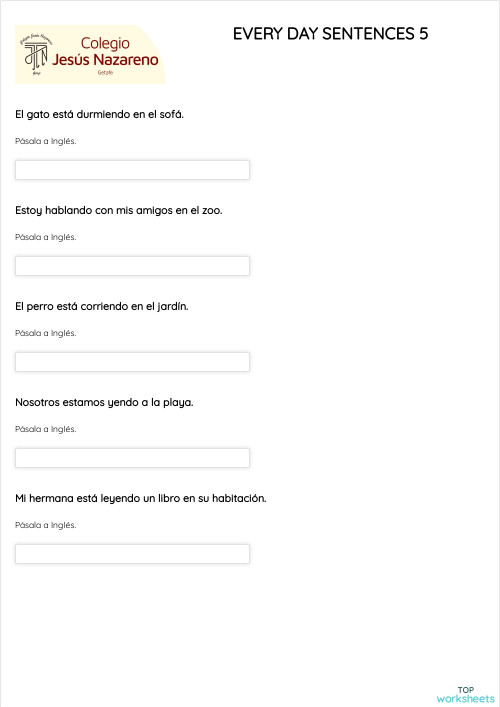 EVERY DAY SENTENCES 5. Ficha interactiva | TopWorksheets