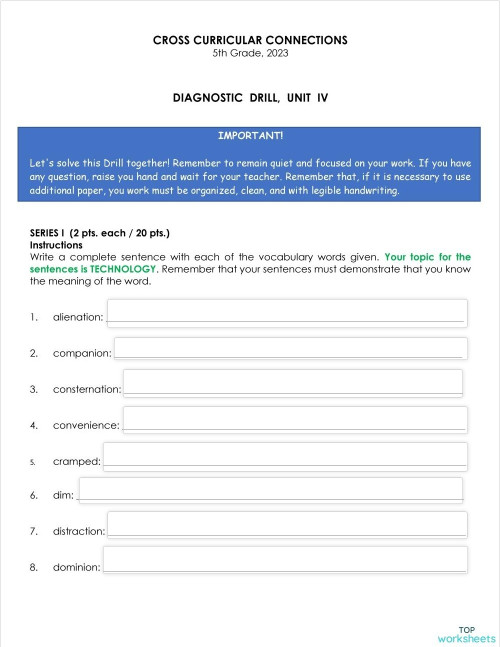 Crosscurricular 5th DD FINAL. Interactive worksheet | TopWorksheets
