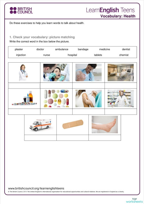 Health care. Ficha interactiva | TopWorksheets