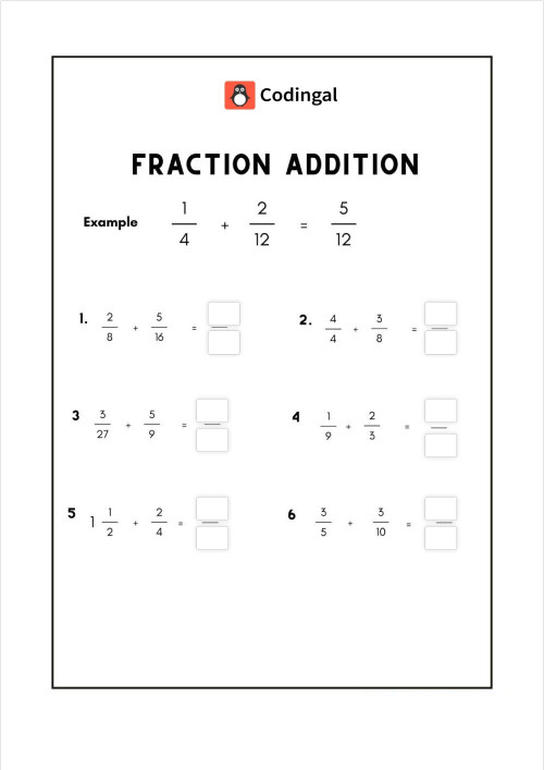 M_G05T01_WC10_Adding Fractions. Interactive worksheet | TopWorksheets