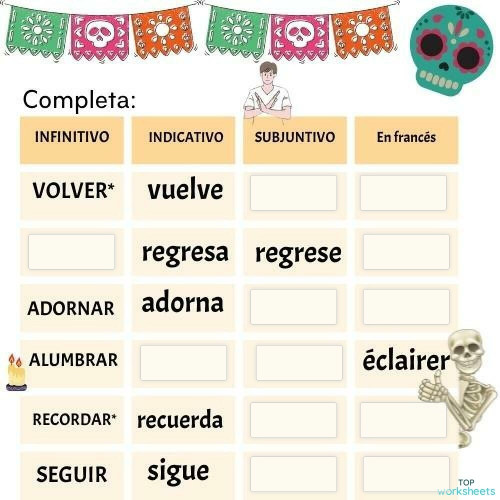 SUBJ Día de muertos. Ficha interactiva | TopWorksheets