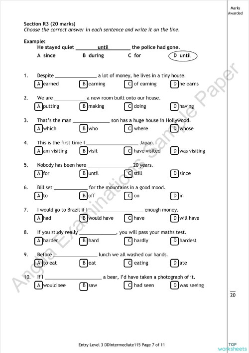 GRAMMAR B1 DD115. Ficha interactiva | TopWorksheets