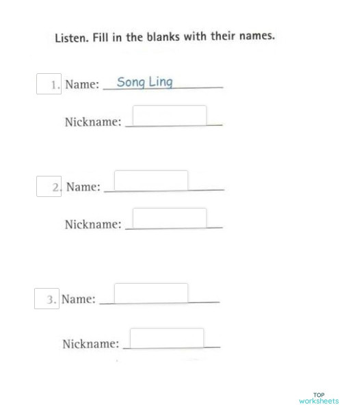 Personal info (names). Interactive worksheet | TopWorksheets