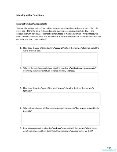 Inferring author´s attitude WS2. Interactive worksheet | TopWorksheets