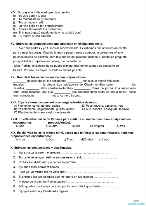 Adverbios de lugar y tiempo. Ficha interactiva | TopWorksheets
