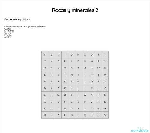 Rocas y minerales 2. Ficha interactiva | TopWorksheets