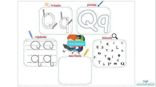 Lecto - la letra Q. Ficha interactiva | TopWorksheets