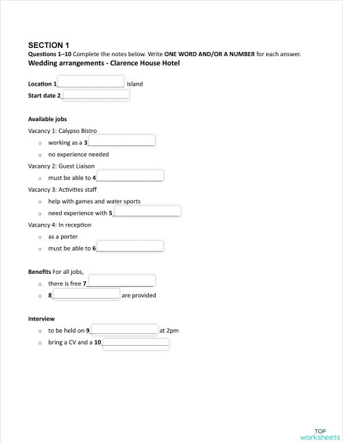 [LĐ] Listening VOL 7 - TEST 2. Interactive worksheet | TopWorksheets